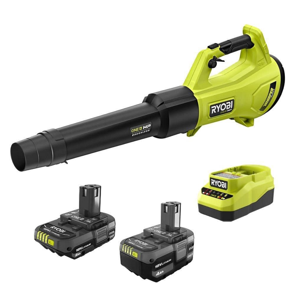 RYOBI ONE+ 18V Lithium-Ion Starter Kit with 2.0 Ah Battery, 4.0 Ah ...