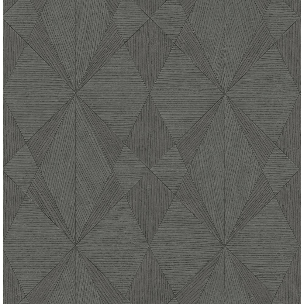 A-Street Prints Intrinsic Dark Grey Geometric Wood Paper Strippable ...