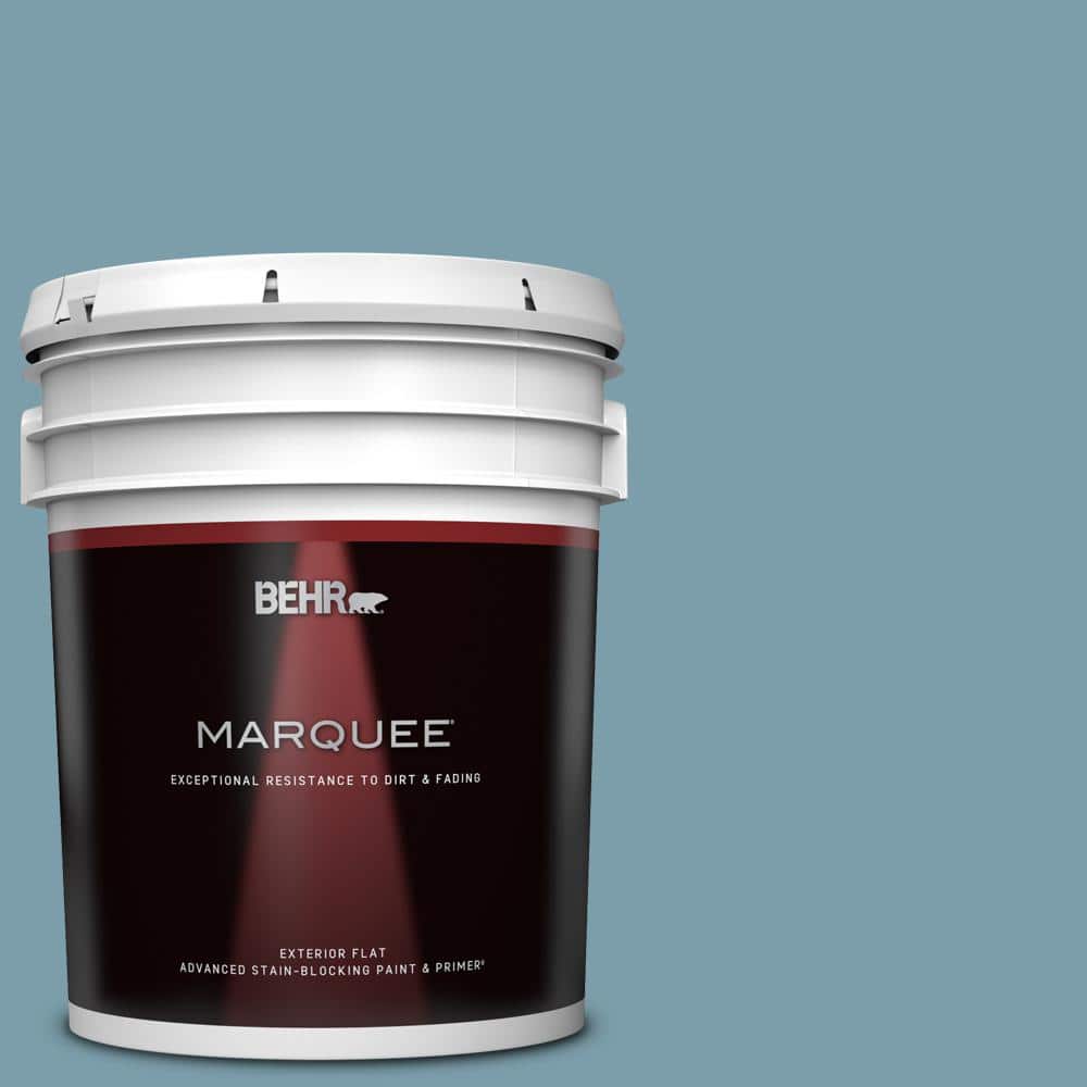 BEHR MARQUEE 5 gal. #S470-4 Dolphin Blue Flat Exterior Paint & Primer ...