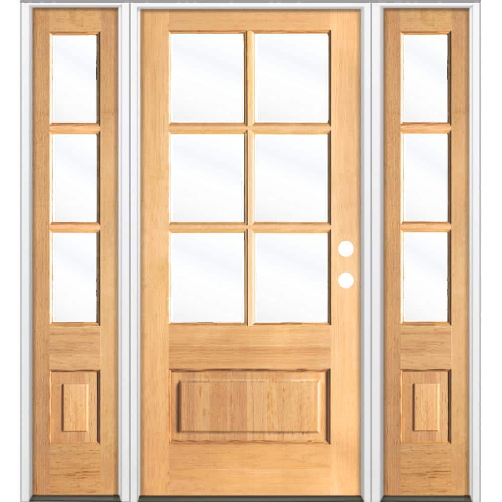 Krosswood Doors 64 in. x 80 in. Farmhouse 3/4 Lite Clear Glass Left ...