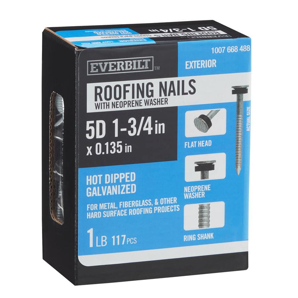 Everbilt 1-3/4 in. x 5D Hot Dipped Galvanized Ring Shank Non-Collated ...