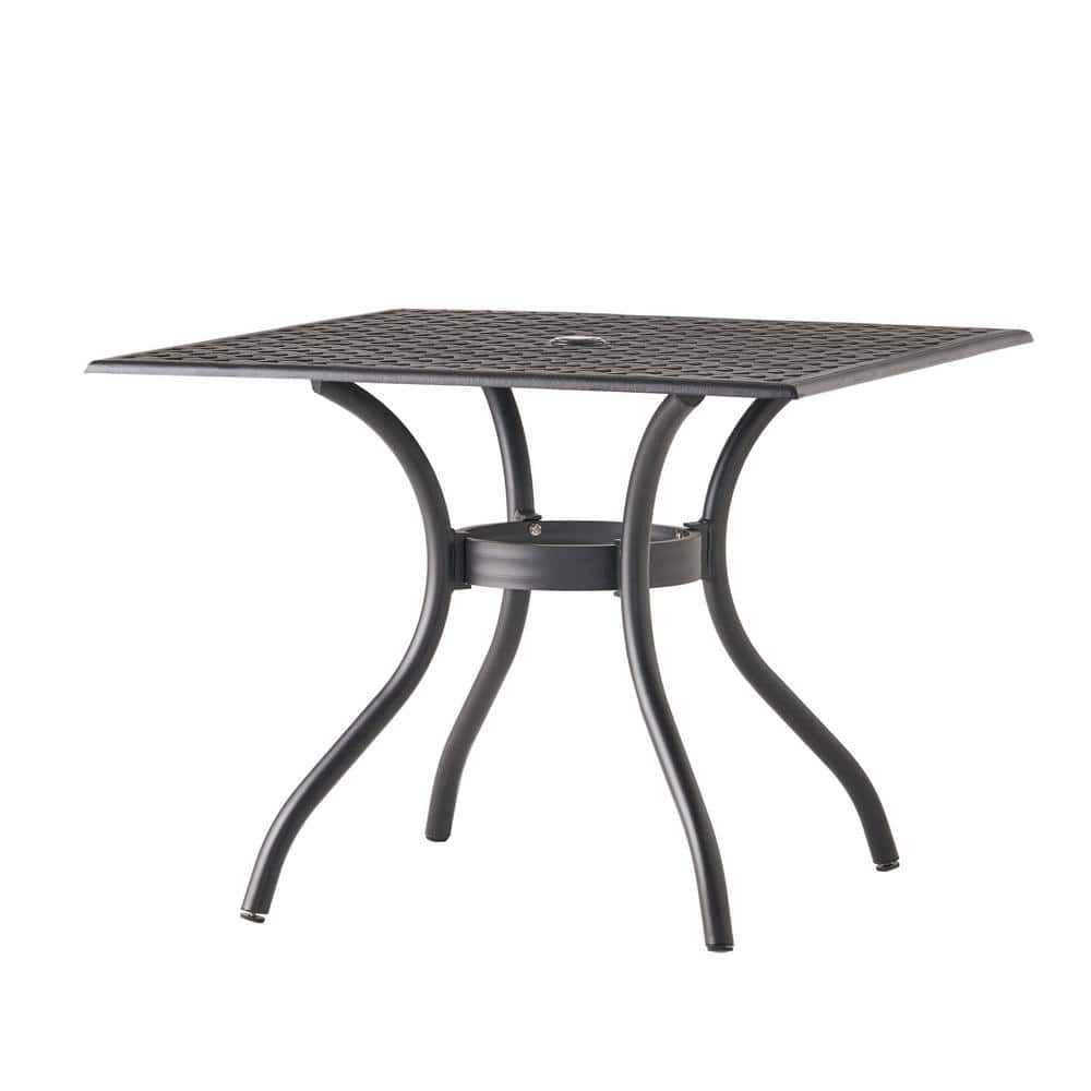 Zeus & Ruta 39 in. x 39 in. x 29 in. Black Aluminum Outdoor Dining ...