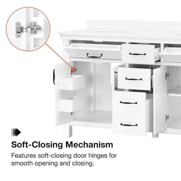 Home Decorators Collection Bellington 60 in. Double Sink White Bath ...