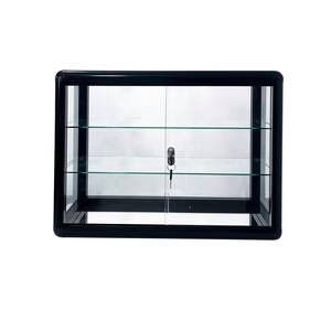 5-Tier Black Wall-Mounted Display Cabinet Decorative Box, Glass Display ...
