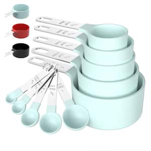 Adrinfly Premium 10-Piece Blue Plastic Measuring Cup Set with Stainless ...