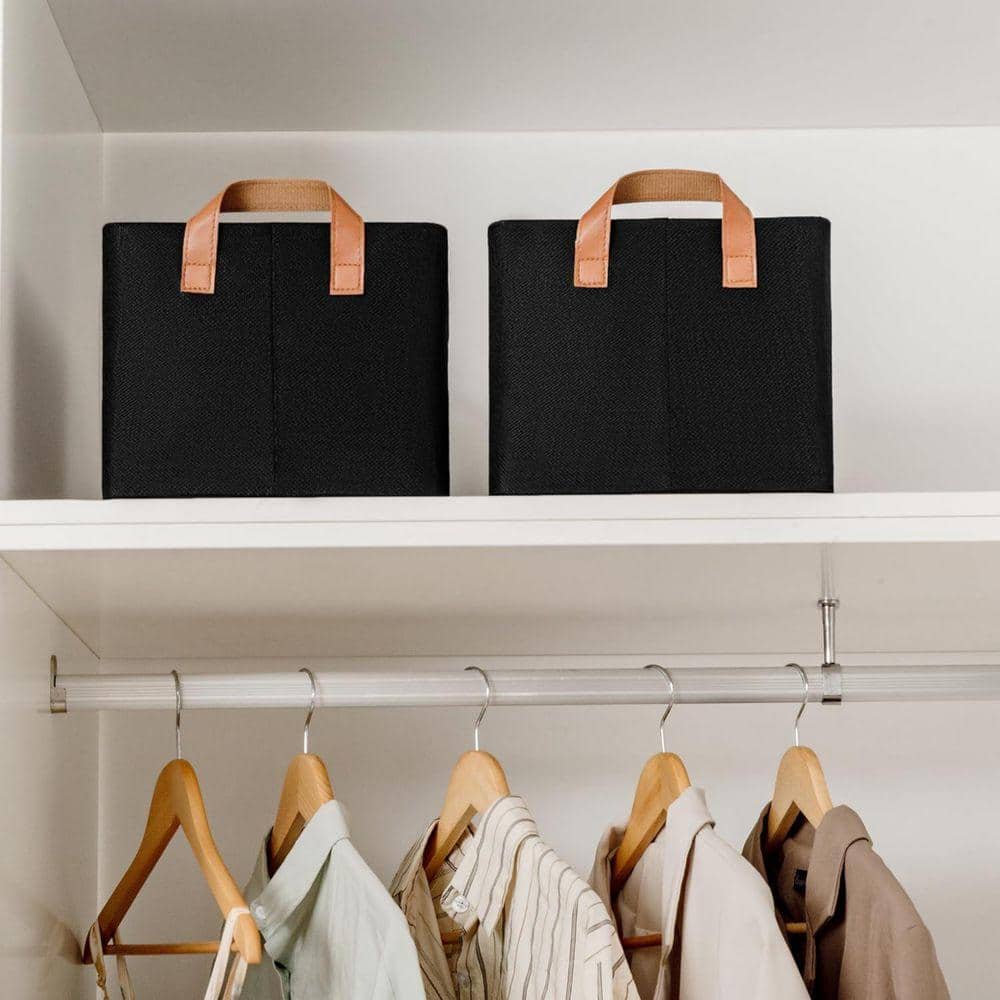 Black 14.75 in. x 8.25 in. Polyester Decorative Basket Set of 2 YAZVKV ...