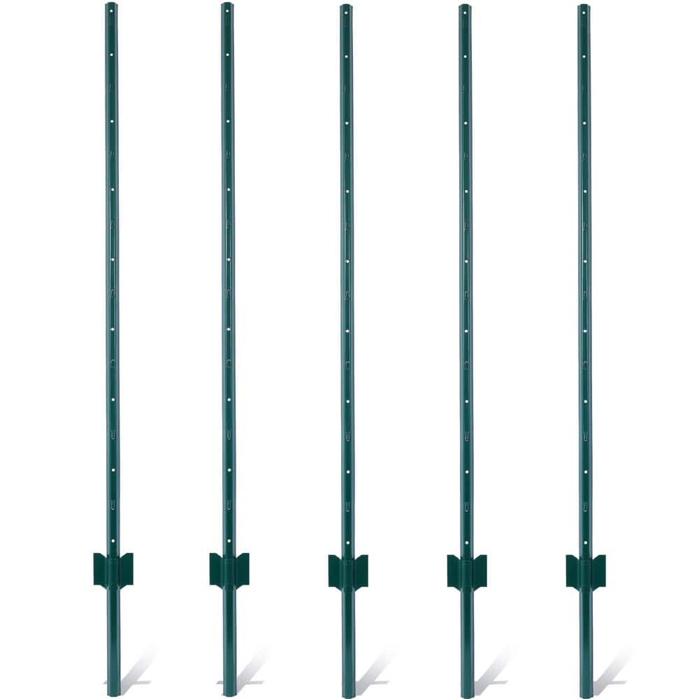 cadeninc 10 Pack 1 in. x 4 ft. Heavy Duty Metal Fence Post with U ...
