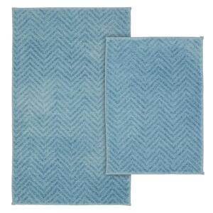 Garland Rug Traditional Basin Blue 2-Piece Washable Bathroom Rug Set ...