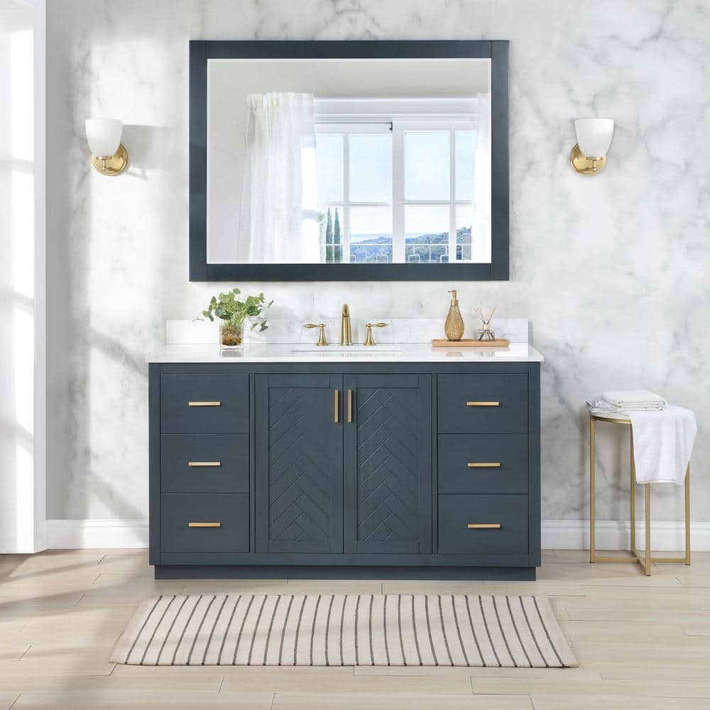 Altair Gazsi 60S in. W x 22 in. D x 34 in. H Bath Vanity in Charcoal ...