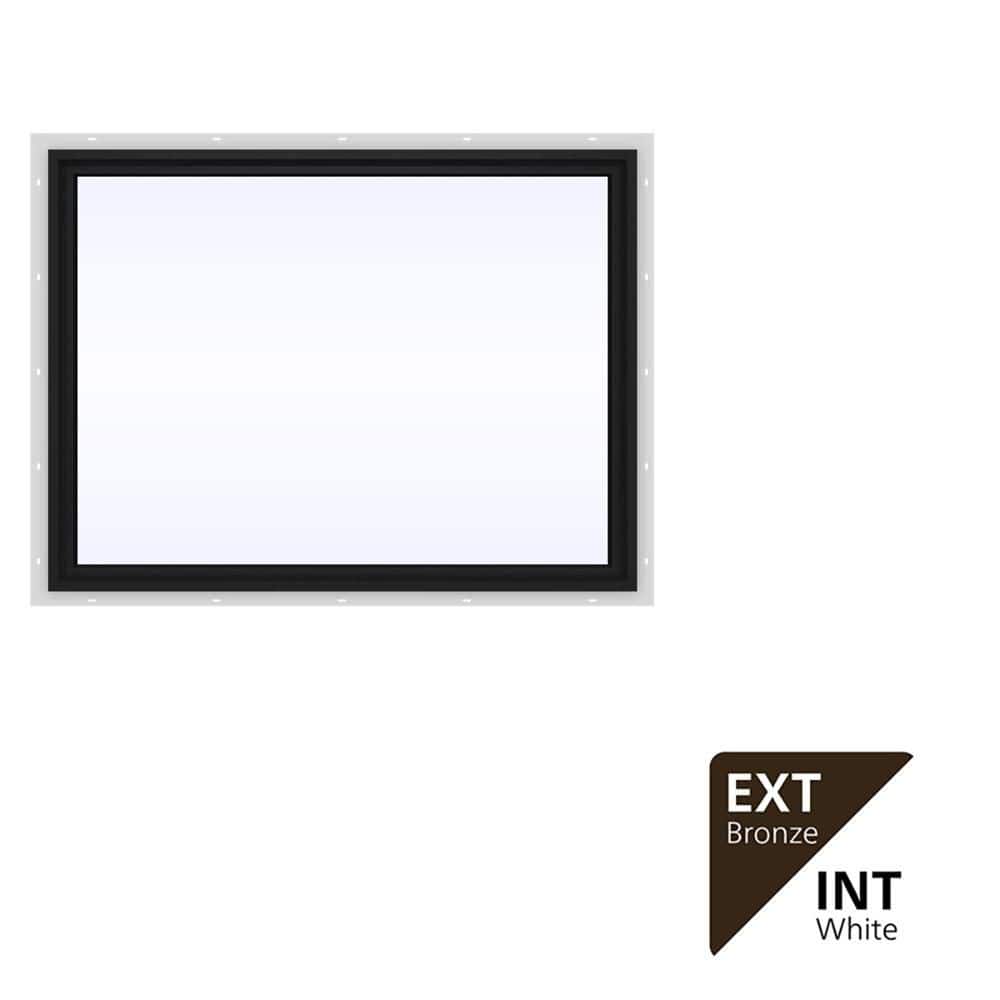 JELD-WEN 48 in. x 36 in. V-4500 Series Bronze Exterior/White Interior ...