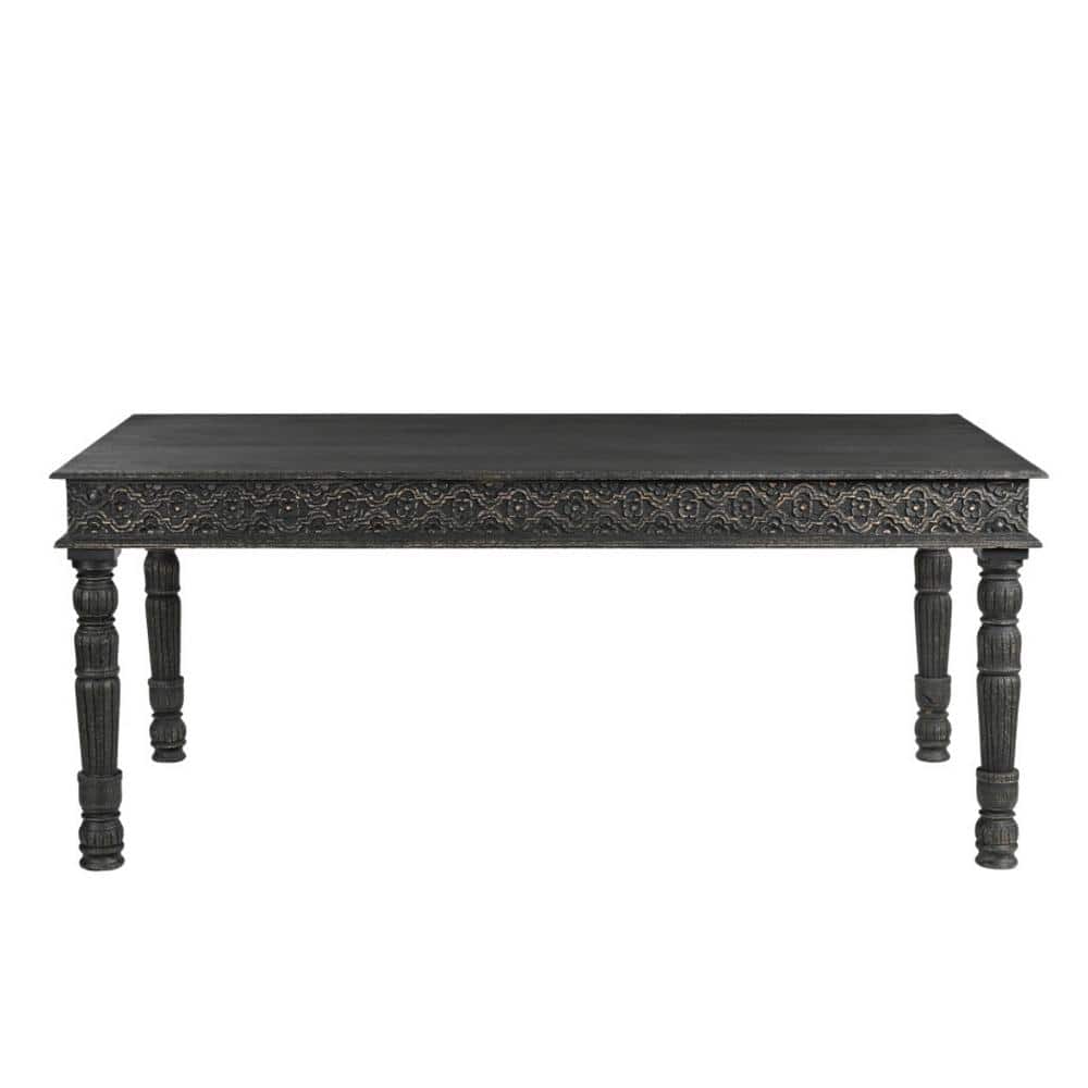 HomeRoots 72 in. Black Solid Wood Dining Table 2000521838 - The Home Depot