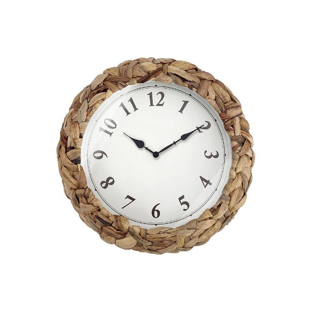 Farmhouse Beige Analog Recycled Materials Decor Wall Clock HD833143R3 ...