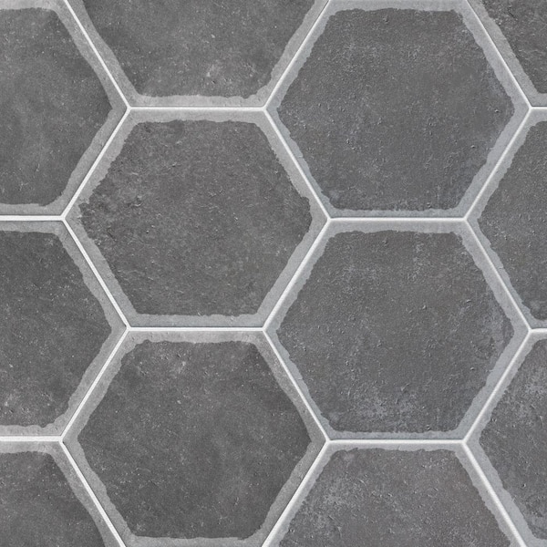 MOLOVO Dakota Decor Grafito Hexagon 7.87 in. x 9.45 in. Matte Porcelain ...