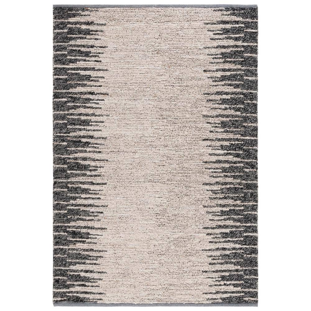 SAFAVIEH Natural Fiber Light Gray/Black 6 ft. x 9 ft. Transition Marle ...