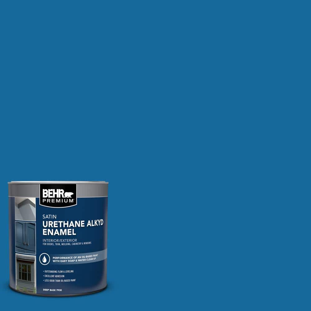 BEHR PREMIUM 1 qt. #P500-7 Cosmic Cobalt Satin Enamel Urethane Alkyd ...