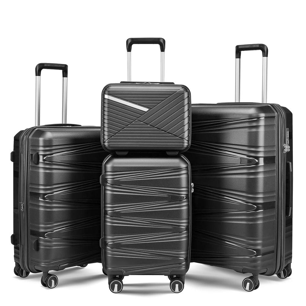 OLUMAT 4-Piece Matte Black Security and Convenience Luggage Set FO-LS ...
