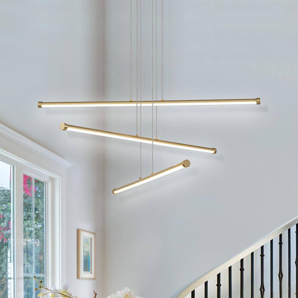 EDISLIVE Neculina 31.5 in. 3-Light 30-Watt Integrated LED Gold Linear ...