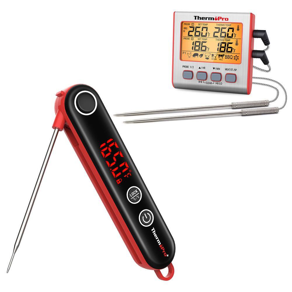 ThermoPro Dual Probe Digital Meat Thermometer with Temp Alarm and Timer ...