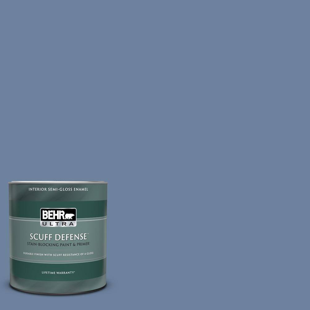 BEHR ULTRA 1 qt. #S530-5 Brisk Blue Extra Durable Semi-Gloss Enamel ...