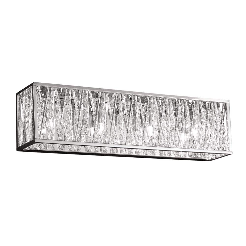 Reign 21.5 in. 4-Light LED Chrome Bath Vanity Light with Chrome ...
