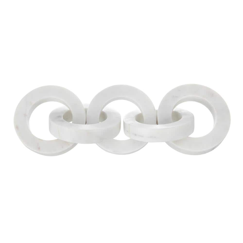 A & B Home White 5-Link Marble Chain Sculpture17.5x4 in. - Natural ...