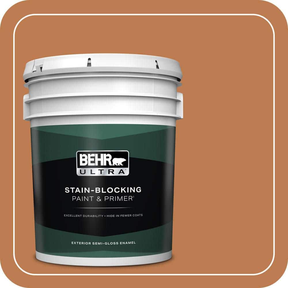 BEHR ULTRA 5 gal. #260D-6 Chai Spice Semi-Gloss Enamel Exterior Paint ...