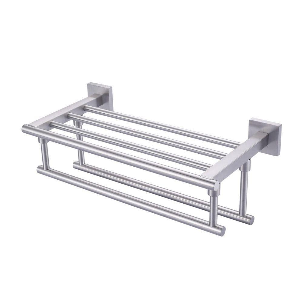 VEVETTA 16 in. Wall Mounted Stainless Steel Double Towel Rack, Towel ...