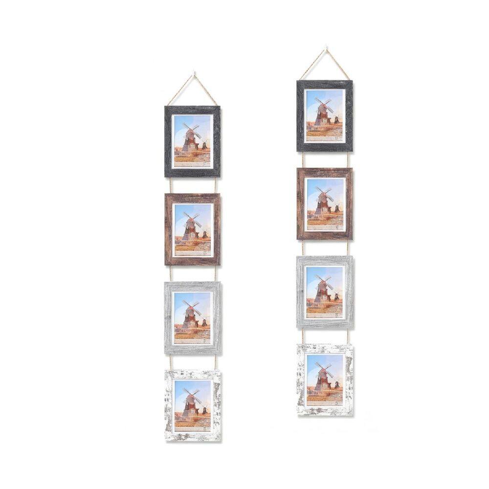 (2 Set) 4 Openings 4" x 6" Gray Wood Collage Frame for Farmhouse Decor ...