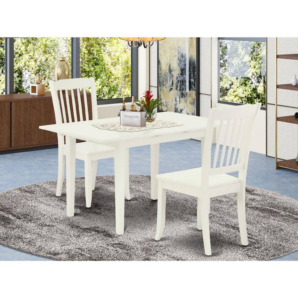 East West Furniture 3-Piece Linen White Finish Rectangular Solid Wood ...