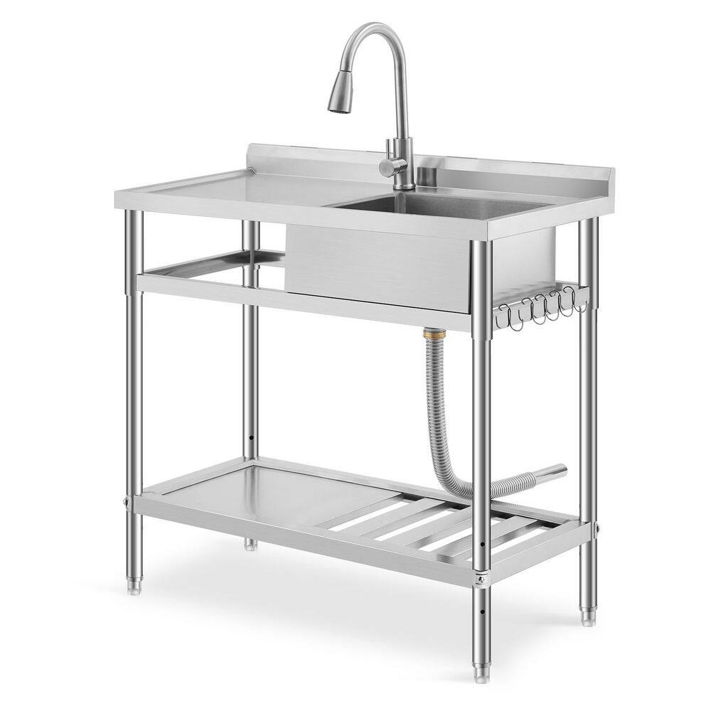Freestanding Laundry/Utility Sink, Stainless Steel Single Bowl Sink ...