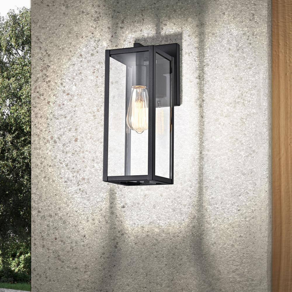 Edvivi Charlton 1-Light Modern Textured Black Outdoor Boxed Wall ...
