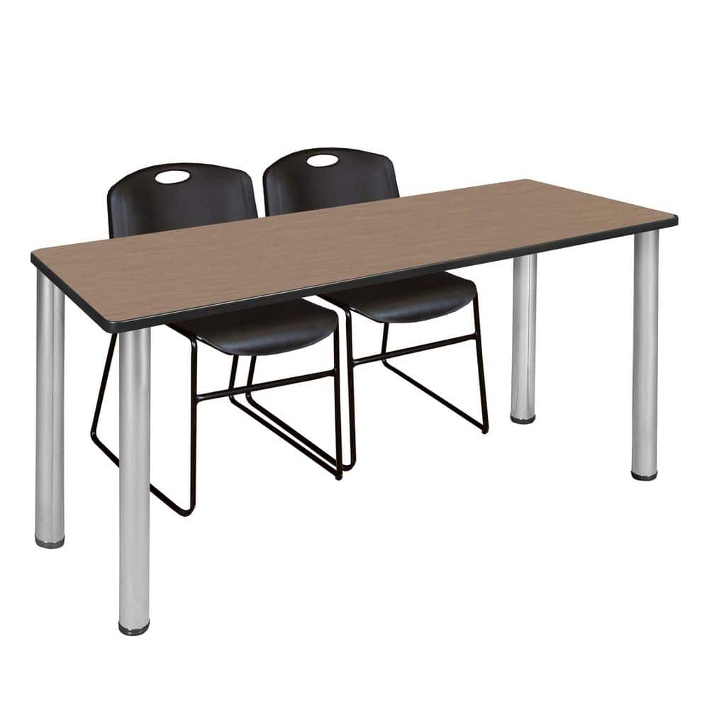Regency Kee 72 in x 24 in. Noble Oak Top Training Table Desk, Chrome ...