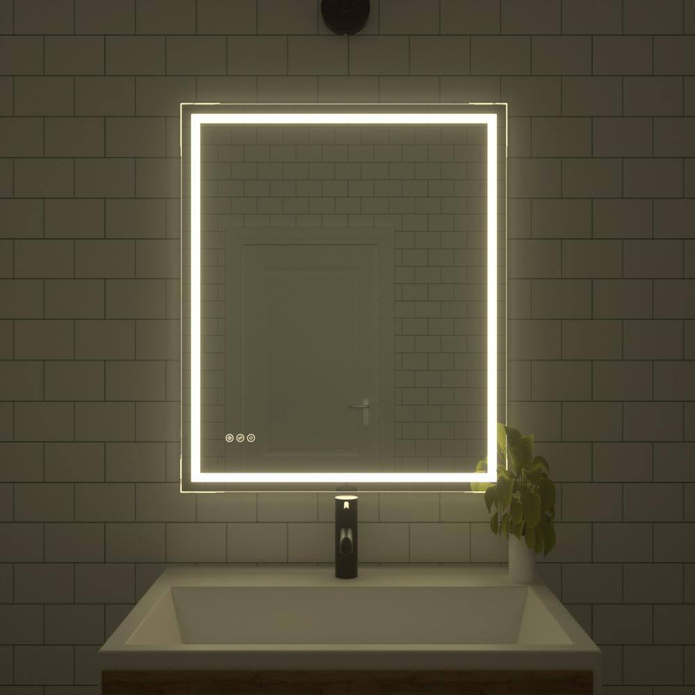 TaiMei 30 in. W x 36 in. H Frameless LED Single Bathroom Vanity Mirror ...