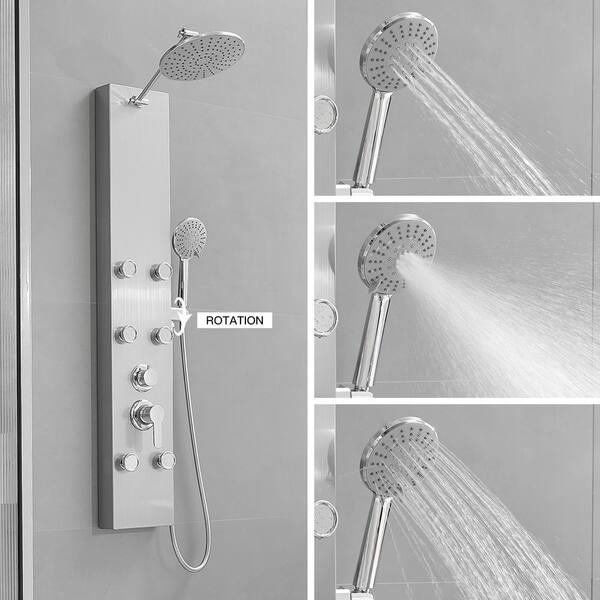 HOMEMYSTIQUE 3-in-1, 6-Jet Shower Panel Tower System with HOMEMYSTIQUE 3-in-1, 6-Jet Shower Panel Tower System with