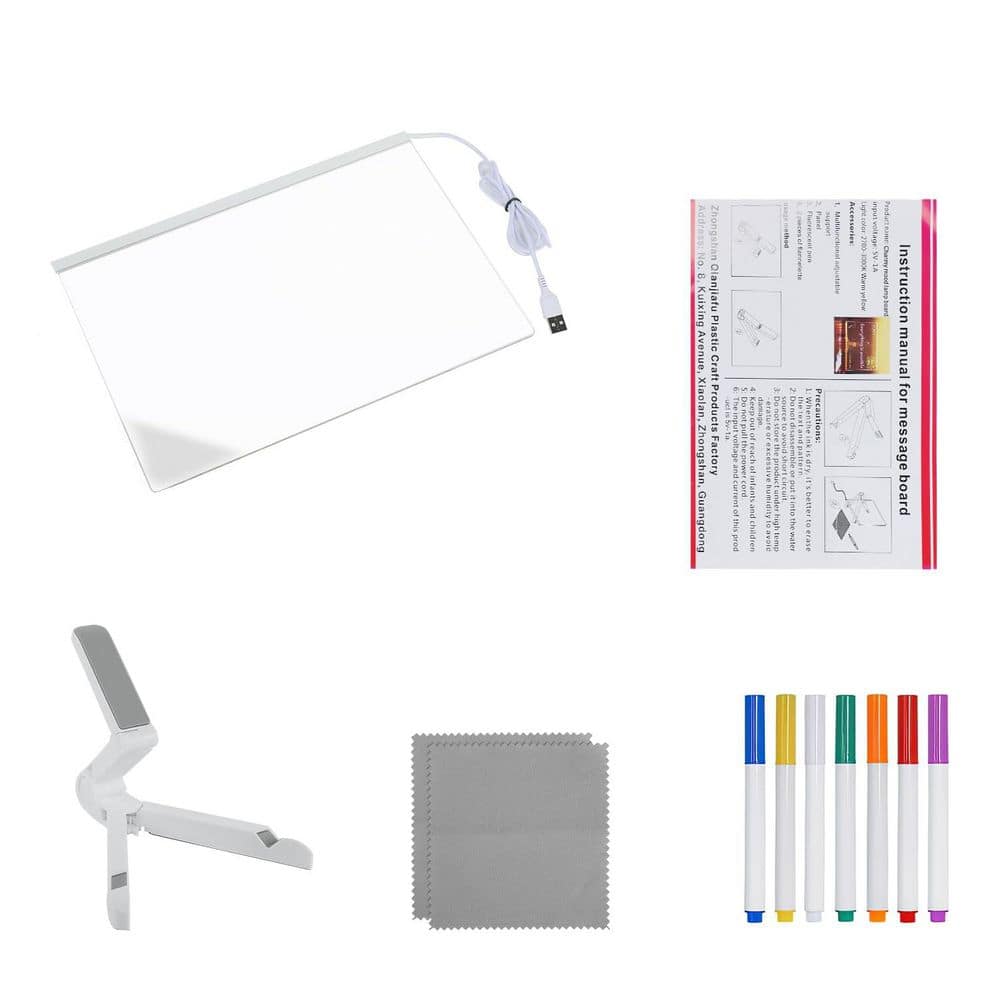 LED Note Board with Stand - Acrylic Dry Erase Board with Light-Glowing ...