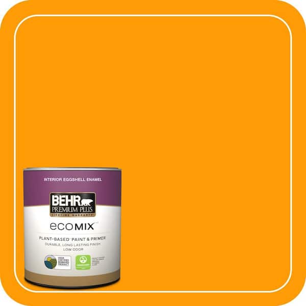 BEHR PREMIUM PLUS 1 qt. #S-G-320 Atomic Tangerine Eggshell Enamel ...