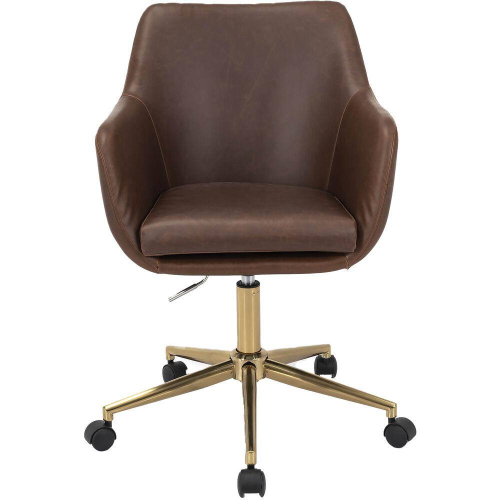 Hanover Chelsea Vintage Brown Faux Leather Office, Desk, or Task Chair ...