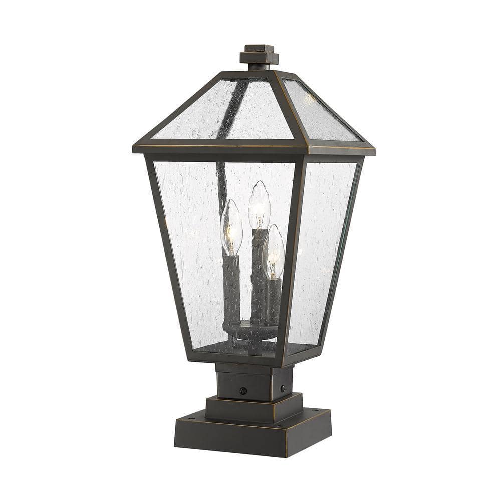 Talbot 21 in. 3-Light Bronze Metal Hardwired Outdoor Weather Resistant ...
