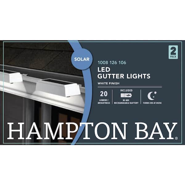 Hampton Bay 20 Lumen White LED Weather Resistant Outdoor Solar Gutter ...