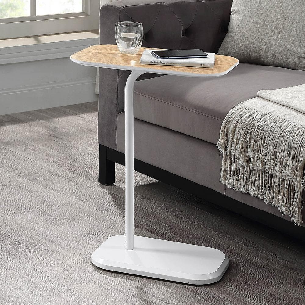 Convenience Concepts Oslo 25.25 in. H Light Oak/White Wood C End Table ...