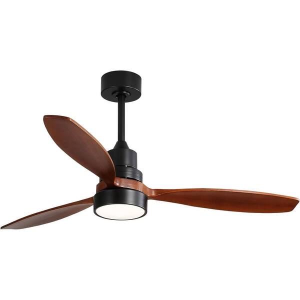 CACI Mall 52 in. Indoor/Outdoor Black Ceiling Fan Integrated LED with ...