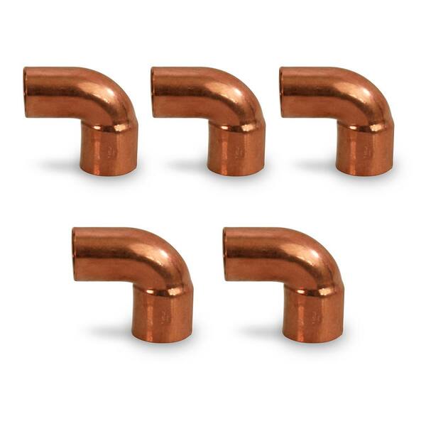 PLUMBFLEX 3/8 in. Copper C x C Long Radius 90-Degree Elbow Fitting with 2-Solder Cups (5-Pack ...