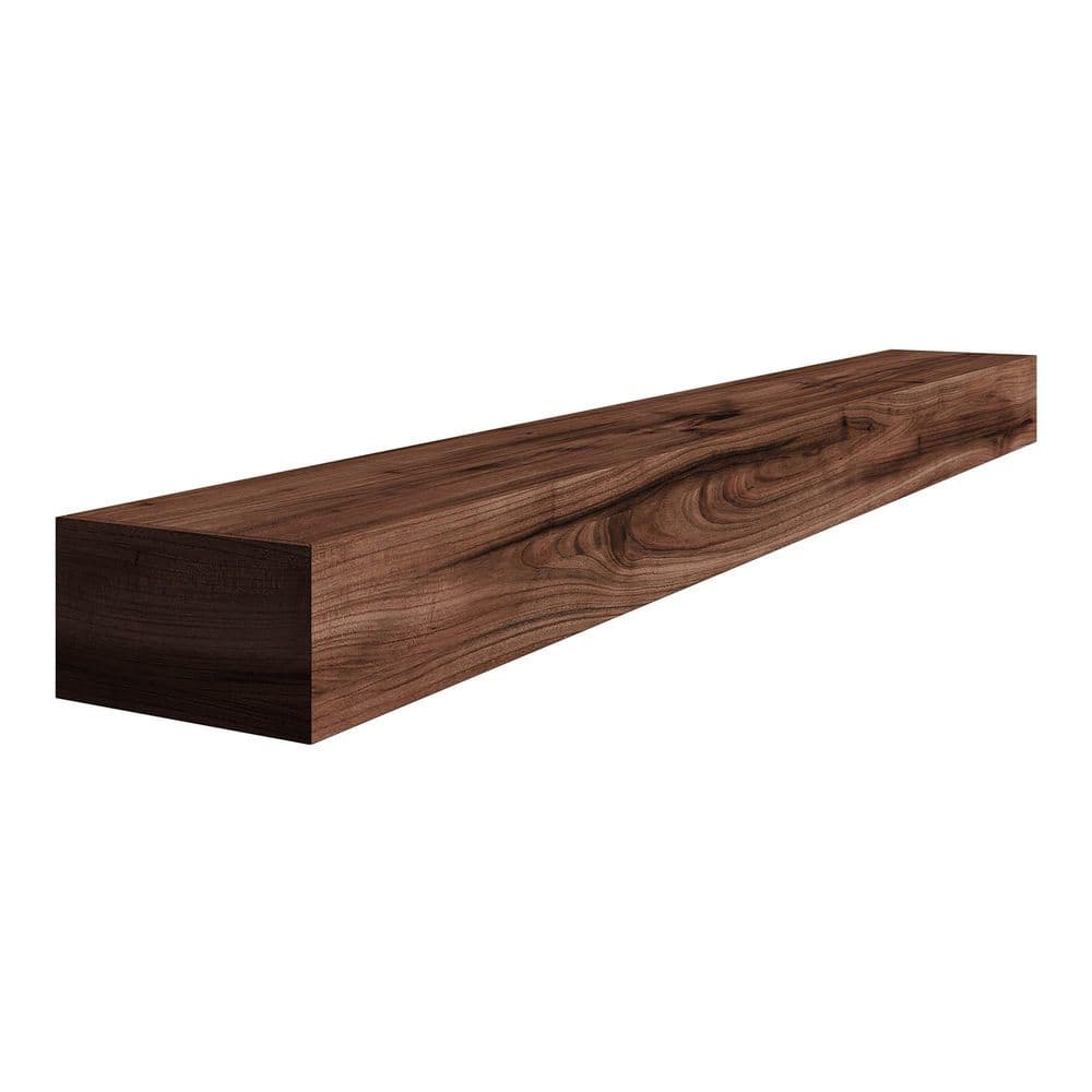Ornamental Mouldings 9.25 in. D x 60 in. W x 5.25 in. H Unfinished Rustic Walnut Wood Cap-Shelf ...