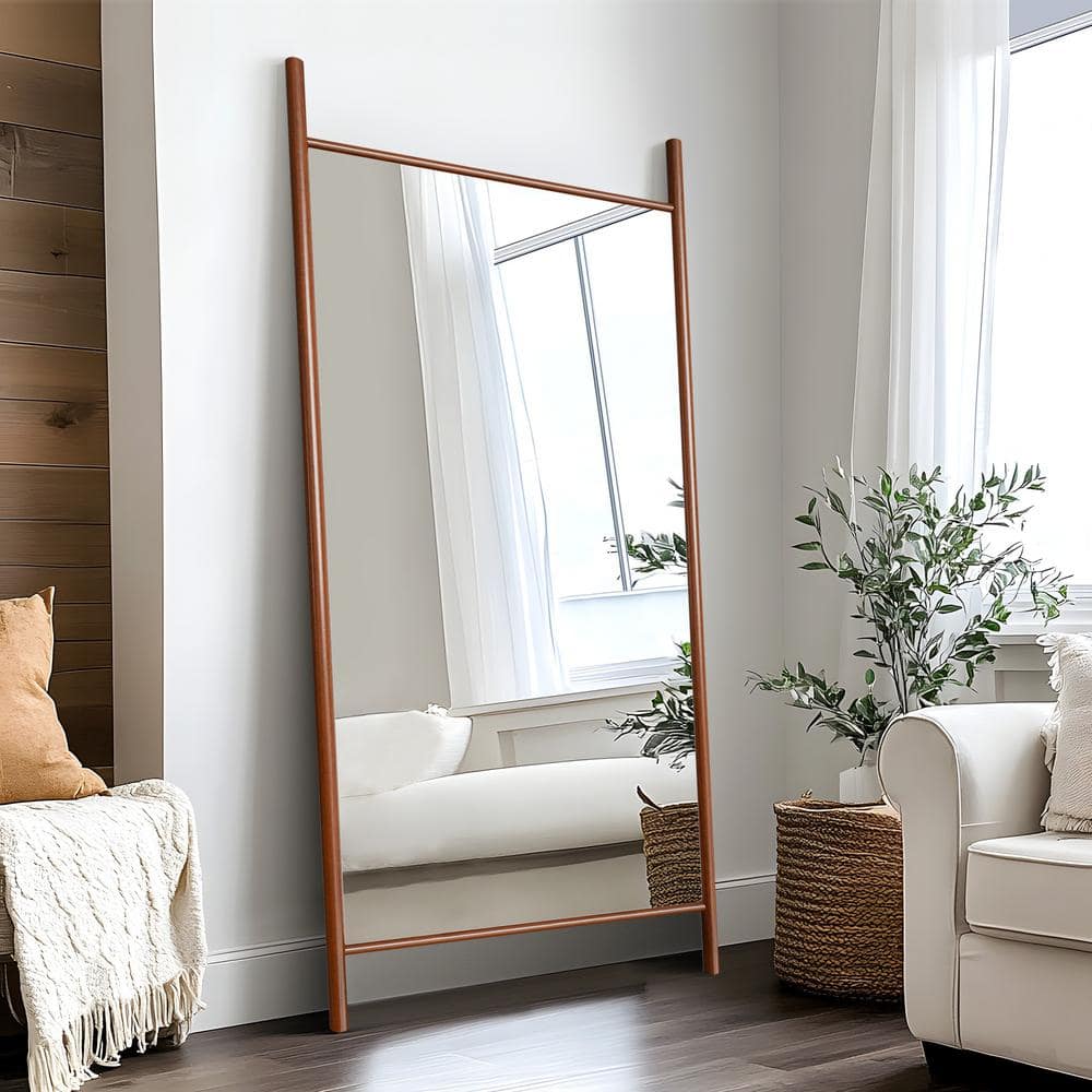 Lirago 35 in. W x 73 in. H Ladder-Style Solid Wood Framed Mirror in ...