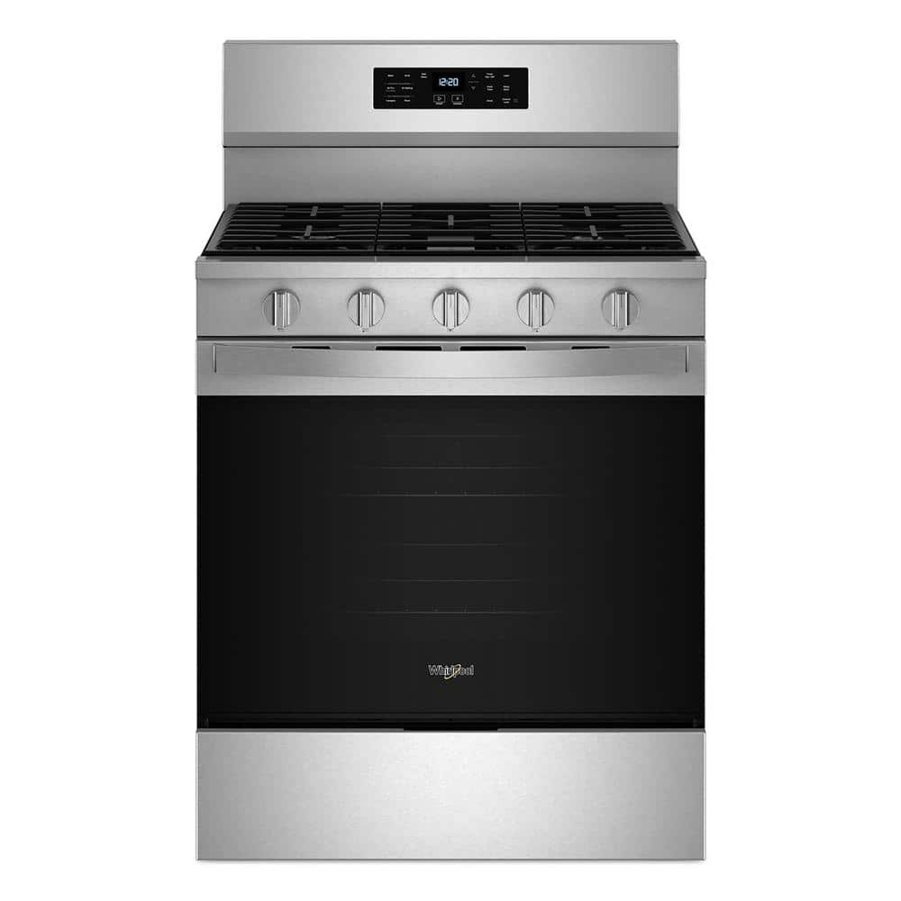 Whirlpool 30 in. 5 Burners Freestanding Gas Range in Fingerprint ...
