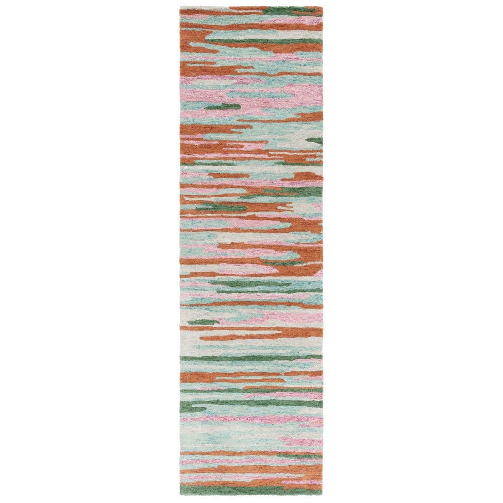 SAFAVIEH Bellagio 2 ft. x 8 ft. Green/Pink Running Camo Runner Rug ...