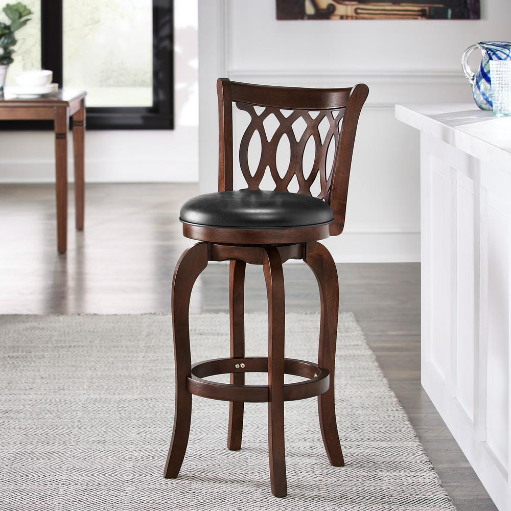 HomeSullivan Dark Cherry Scroll Back Swivel Bar Stool 401133-29SN - The ...