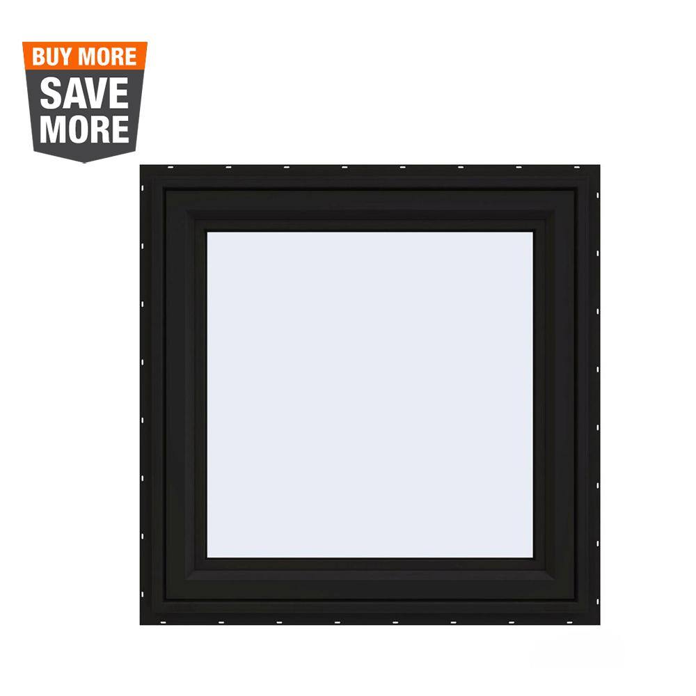 JELD-WEN 36 in. x 36 in. V-4500 Series Black FiniShield Vinyl Right ...