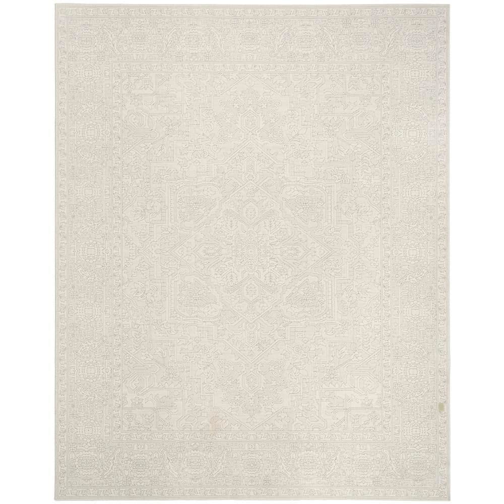 Nourison Grace Ivory Light Grey 8 ft. x 10 ft. Distressed Traditional ...