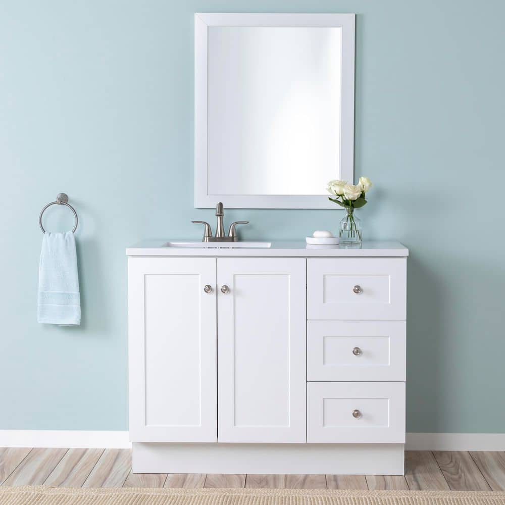 Reviews for Glacier Bay Bannister 43 in. Single Sink White Bath Vanity ...